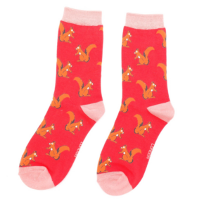 Squirrels Socks Red - Miss Sparrow