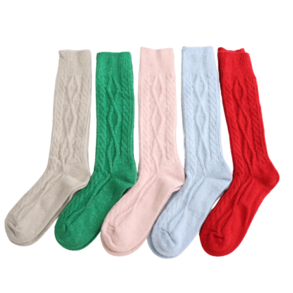 Winter Cable Socks Green - Miss Sparrow