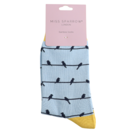Birds on a Wire Socks Powder Blue - Miss Sparrow