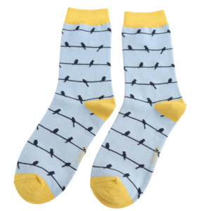 Birds on a Wire Socks Powder Blue - Miss Sparrow