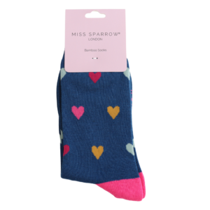 Multi Hearts Socks Navy - Miss Sparrow